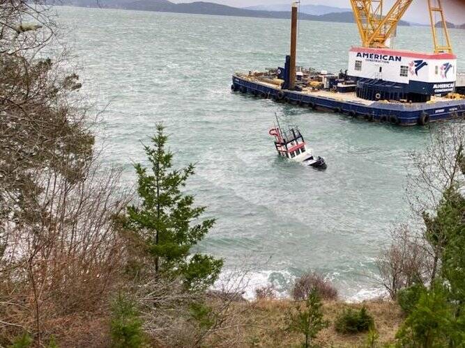 Tugboat partially sinks off Lopez ferry terminal | Islands' Sounder